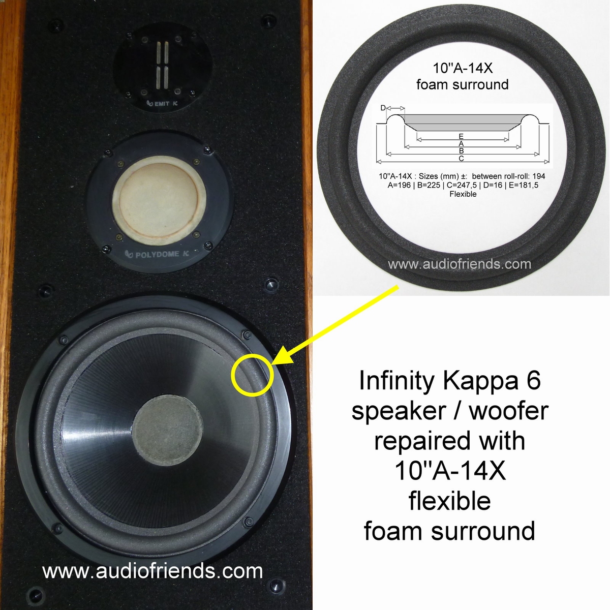 Infinity Kappa 6a - 1x Foam surround for repair speaker.