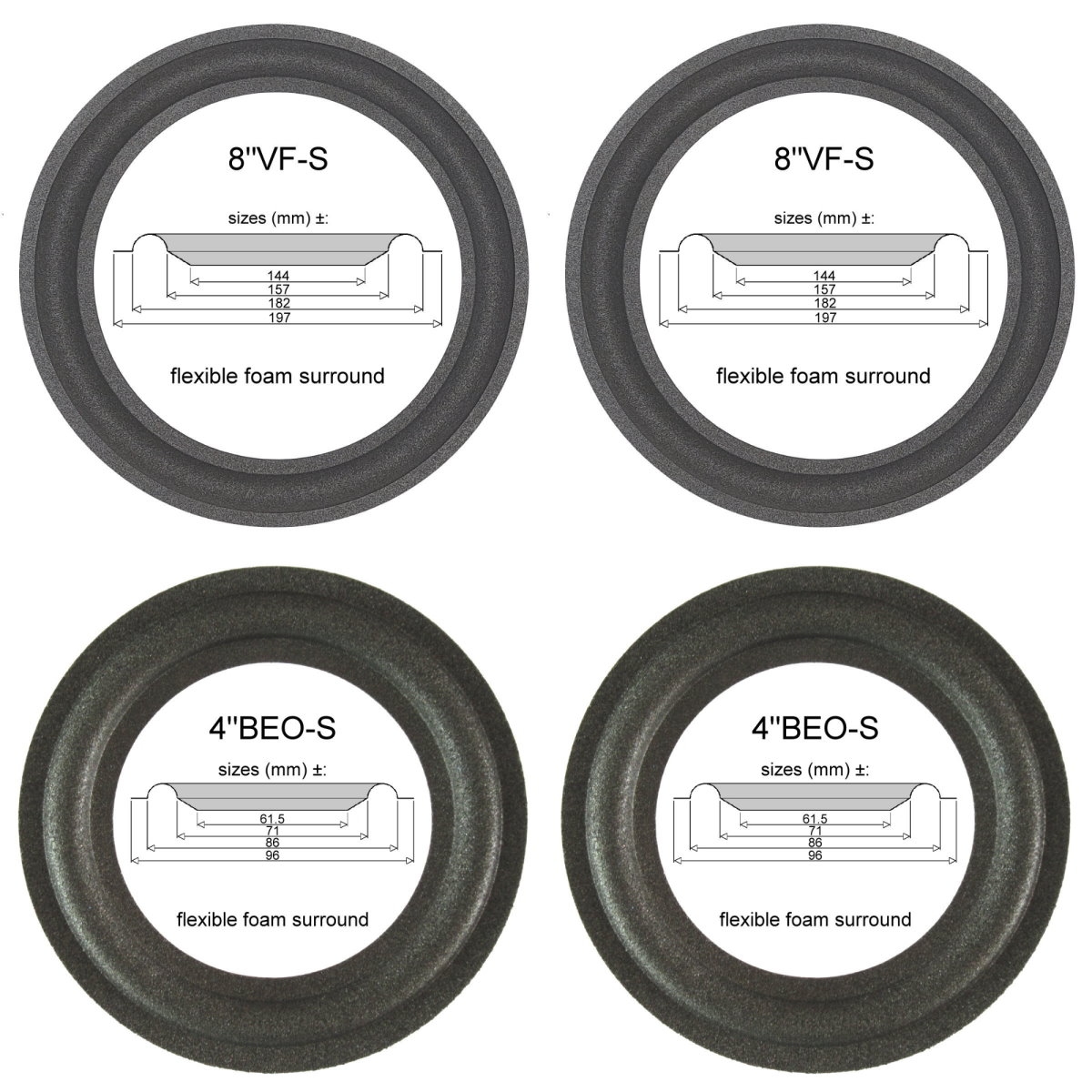 Infinity Reference 41 mkII, 51 mkII - Repair kit 4 surrounds