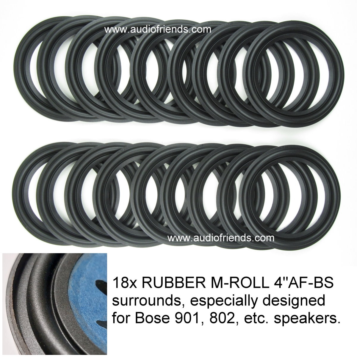 Bose 901: 18 x Repair speaker RUBBER M-ROLL surrounds
